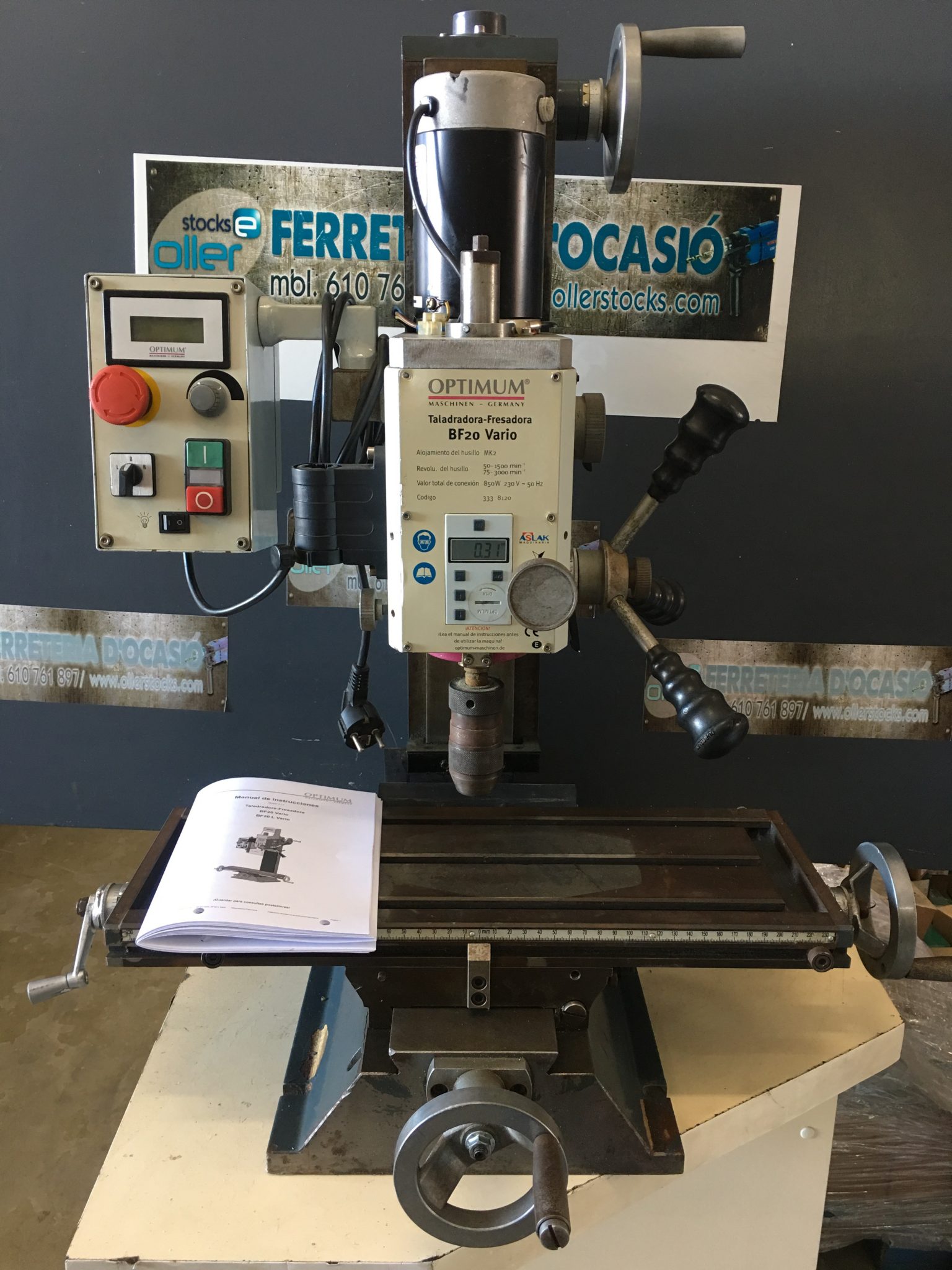 TALADRADORA—FRESADORA OPTIMUM BF20 VARIO - Oller Stocks