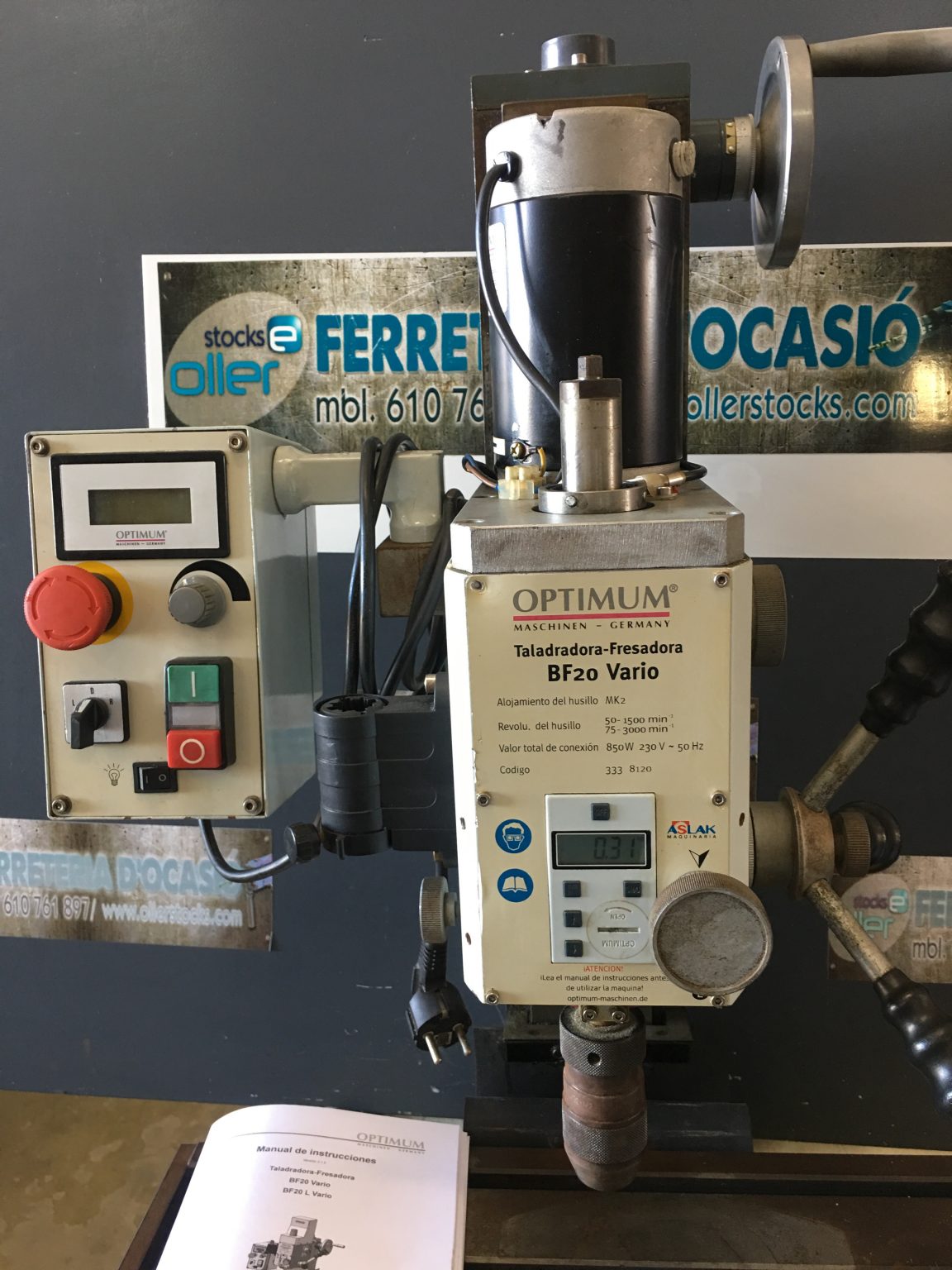 TALADRADORA—FRESADORA OPTIMUM BF20 VARIO - Oller Stocks