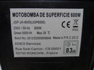 MOTOBOMBA DE SUPERFICIE 600 W JGP-JH-6005 - Oller Stocks