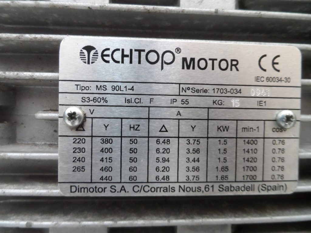 MOTOR TRIFÁSICO MS 90L 1-4 ECHTOP 2CV - Oller Stocks